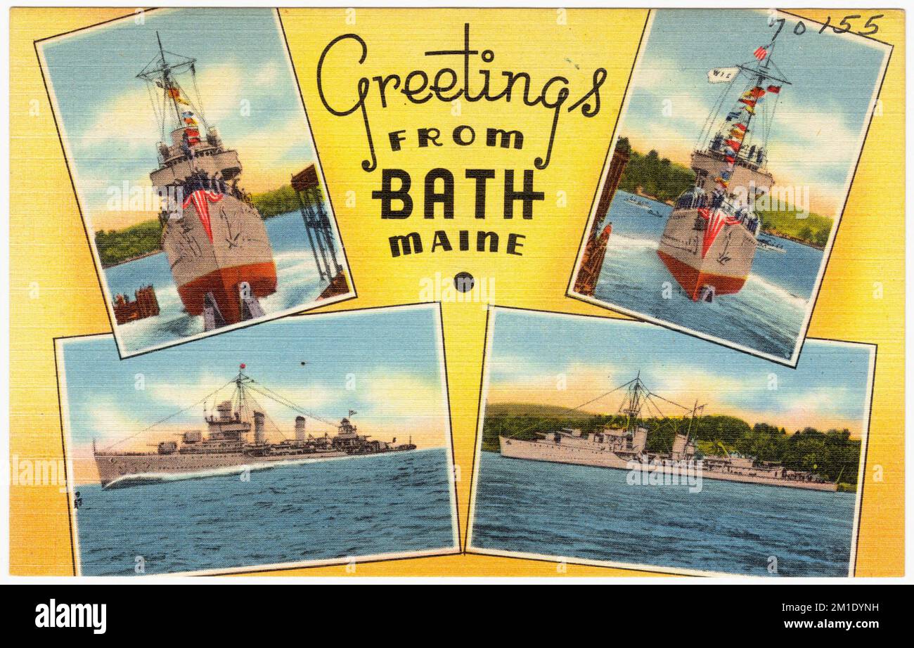 Greetings from Bath, Maine , Ships, Tichnor Brothers Collection ...