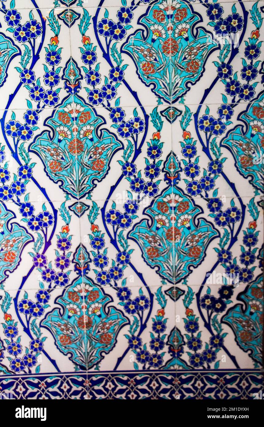 Ancient Ottoman time Handmade Turkish Tiles with floral patterns Stock ...