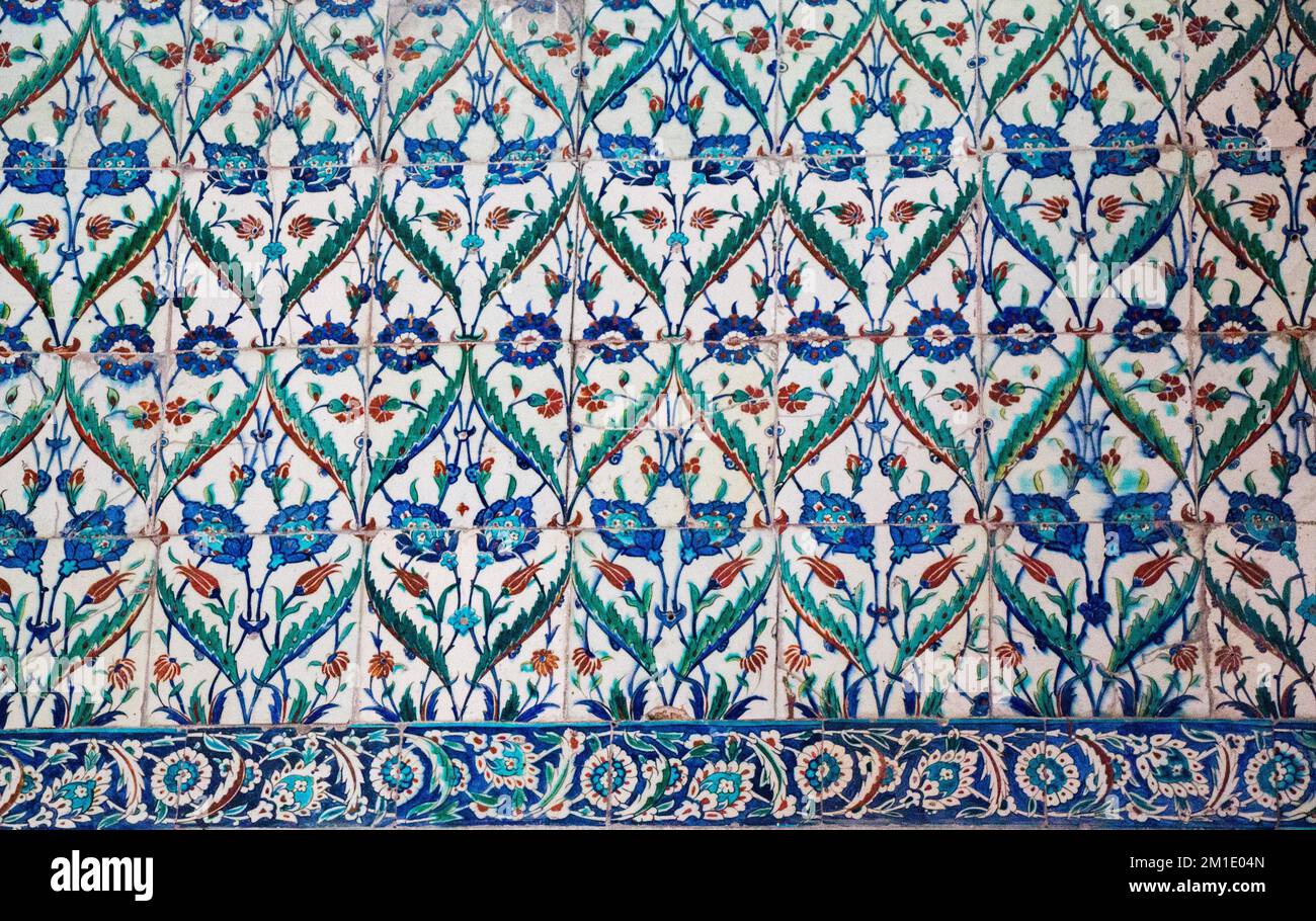 Ottoman ancient Handmade Turkish Tiles with floral patterns Stock Photo ...