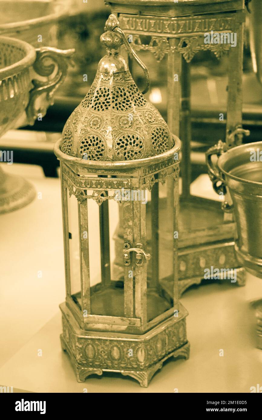 Old retro style lantern made of metal Stock Photo - Alamy