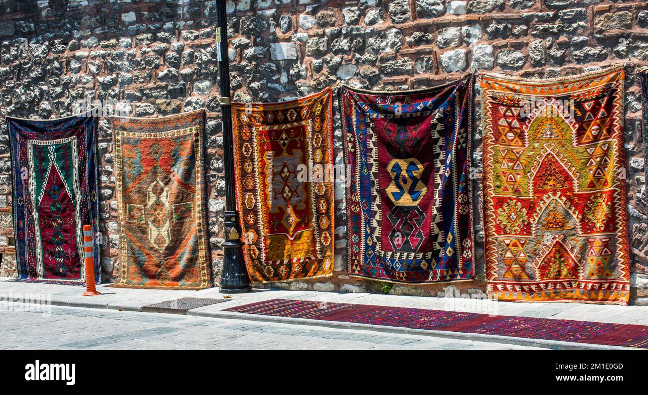 Traditional Turkish hand made carpet and rugs Stock Photo - Alamy