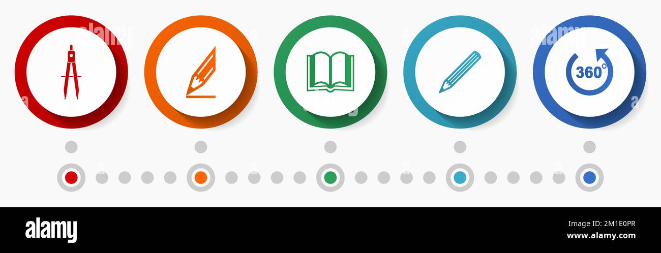 Education vector icon set, learn concept flat design buttons, school ...