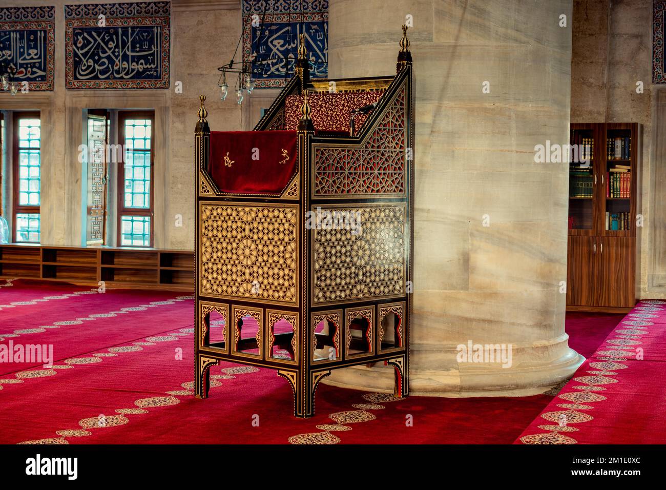 Wooden minbar sermon pulpit of Ottoman times in mosque Stock Photo - Alamy