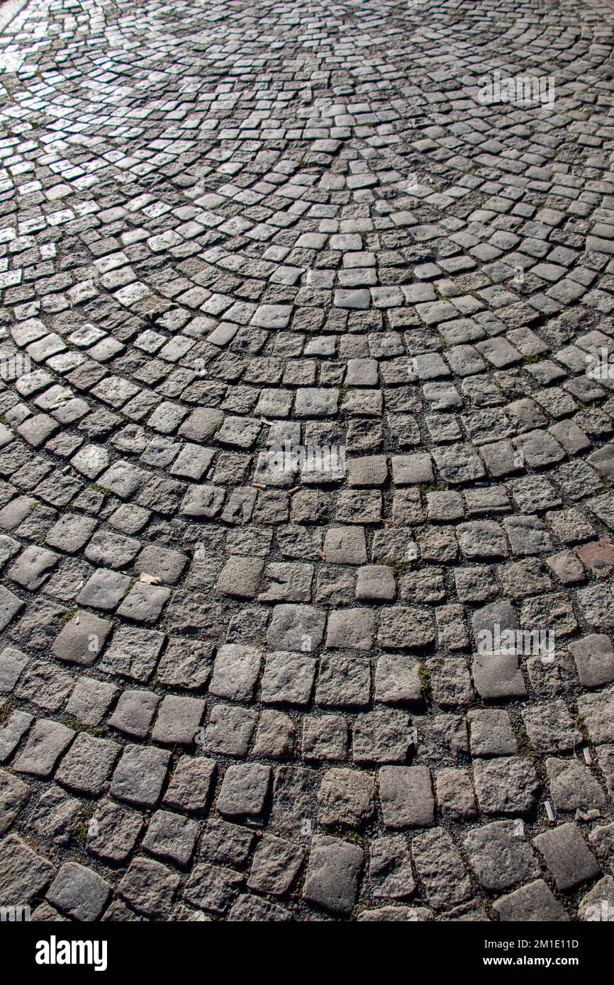 Cobblestone stone pavement background texture on the street Stock Photo ...