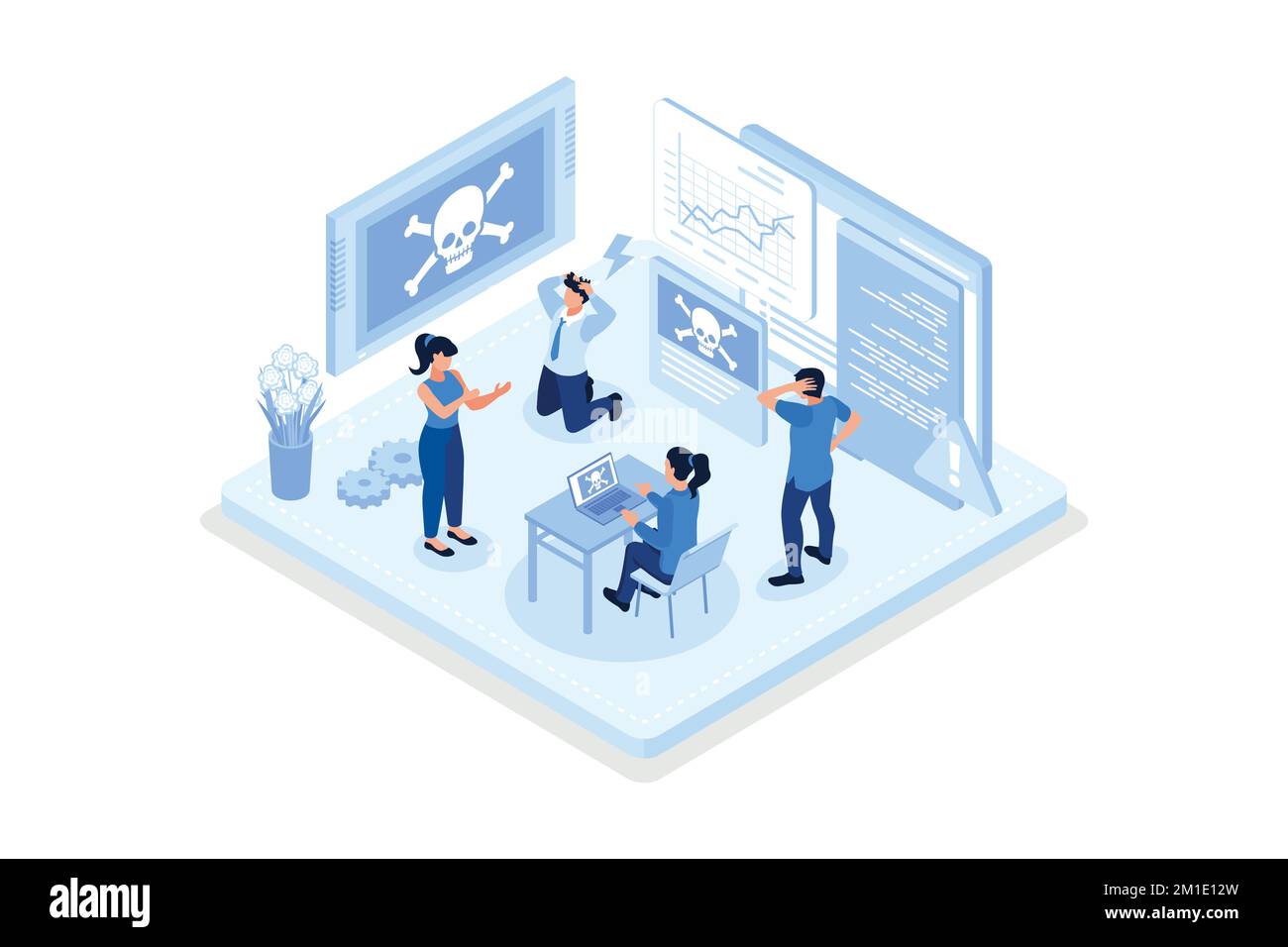 Computer virus concept with character and text place. Can use for web ...