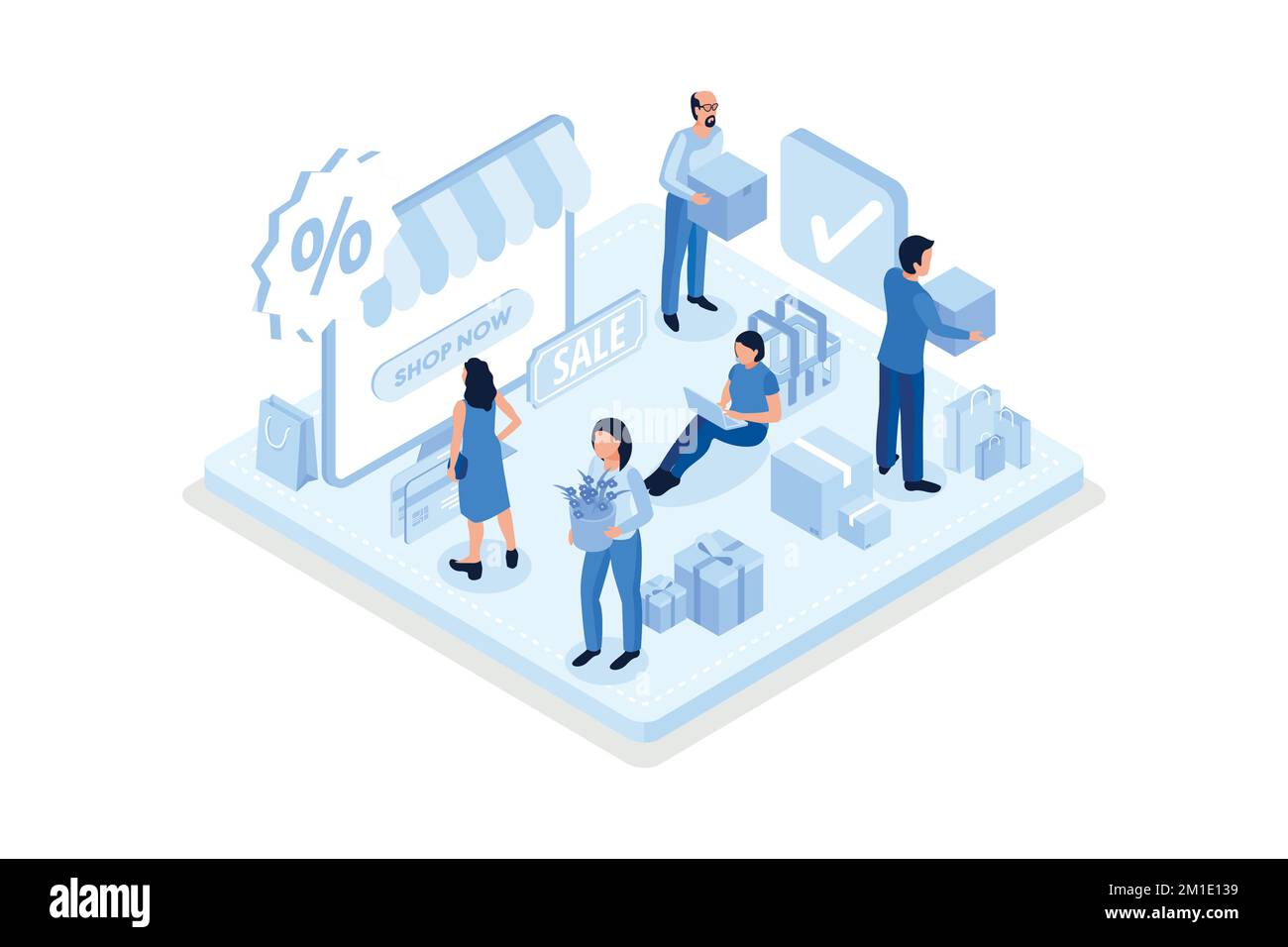 Discount sale concept with characters. Can use for web banner ...