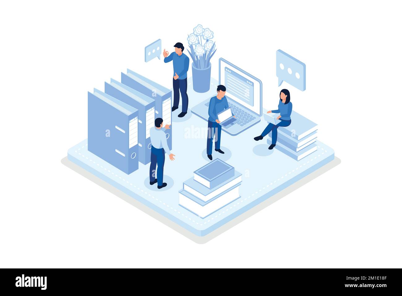 Media book library concept banner with characters. Can use for web ...