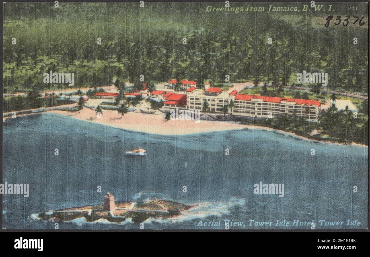 Greetings from Jamaica, B.W.I. Aerial view, Tower Isle Hotel, Tower ...
