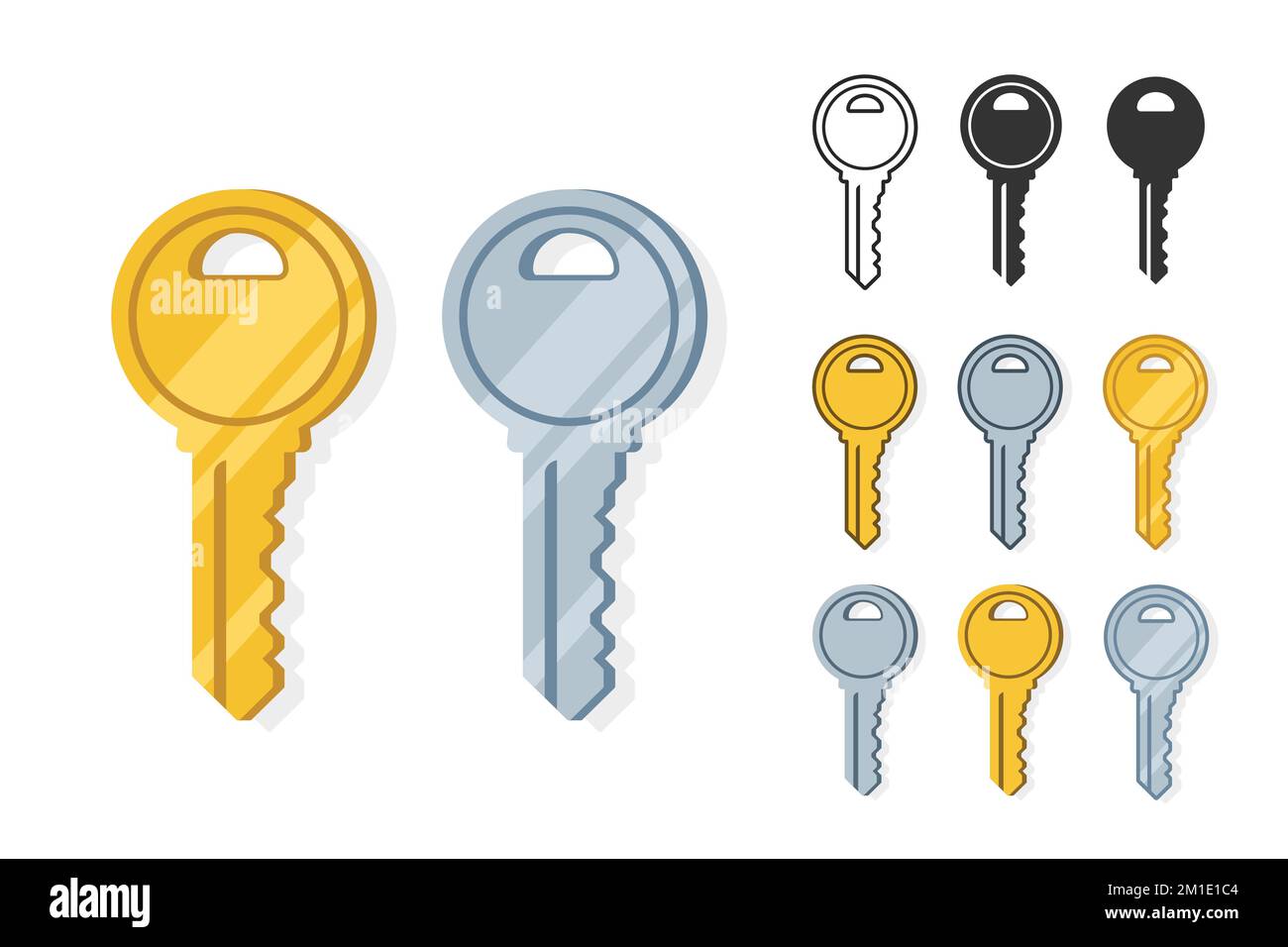 Keys vector icon set isolated on white background graphic clipart, flat ...
