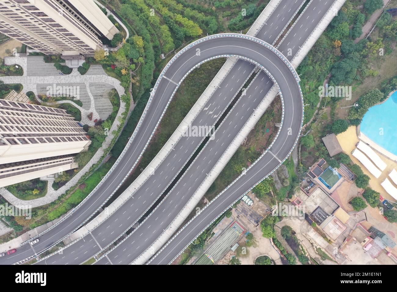Aerial photo shows a U-shaped ramp in Liangjiang New Area, Chongqing ...