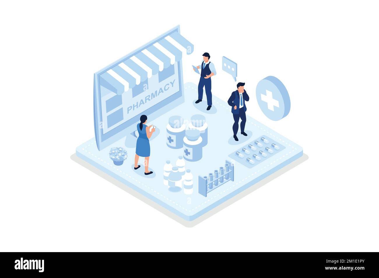 Pharmacy store concept with characters. Can use for web banner, infographics, hero images ...