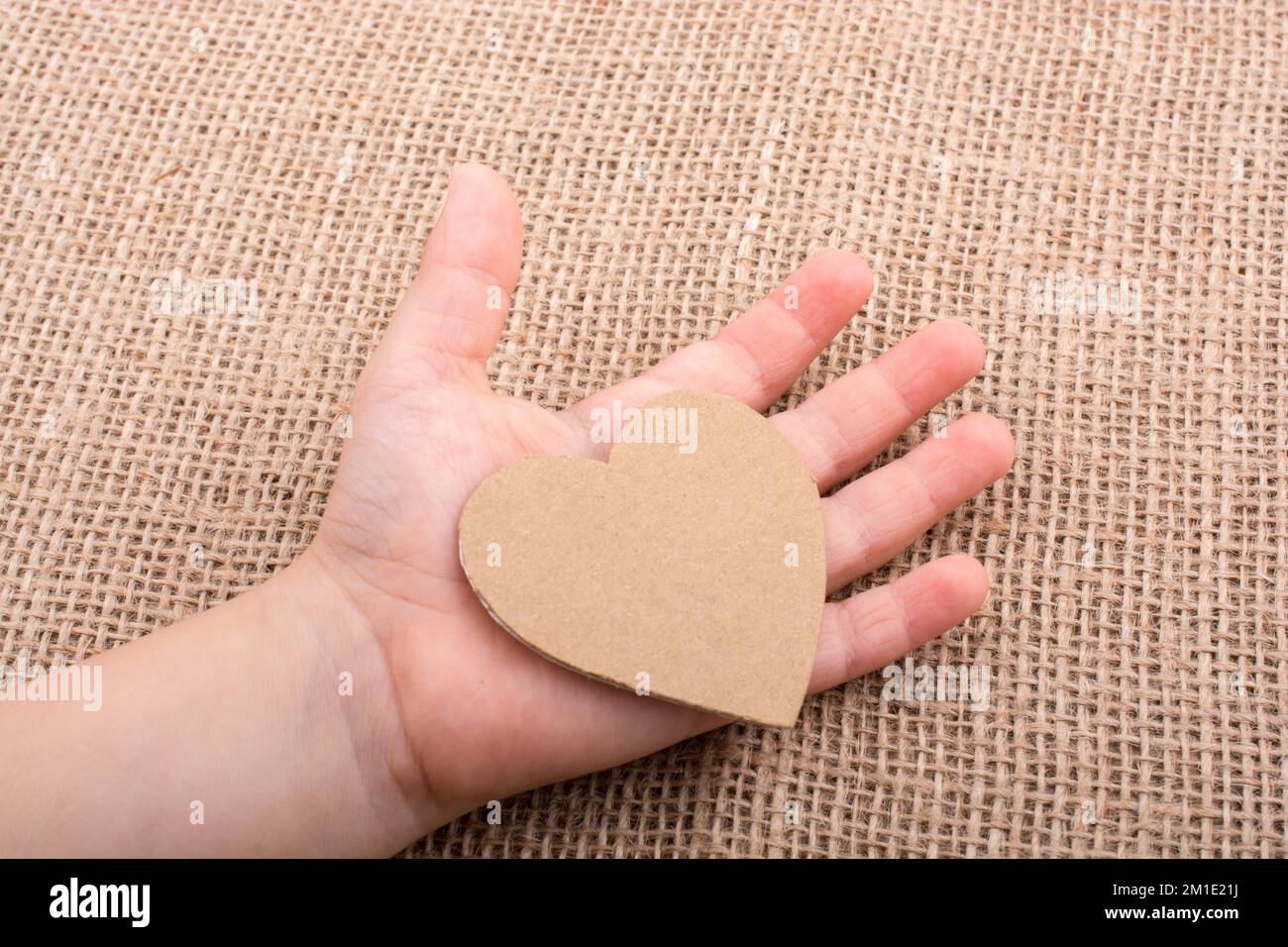 Heart shaped object in hand on canvas Stock Photo - Alamy