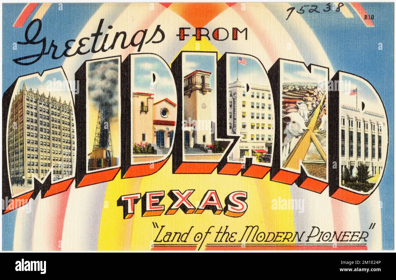 Greetings from Midland, Texas, 'Land of the modern pioneer' , Tichnor ...