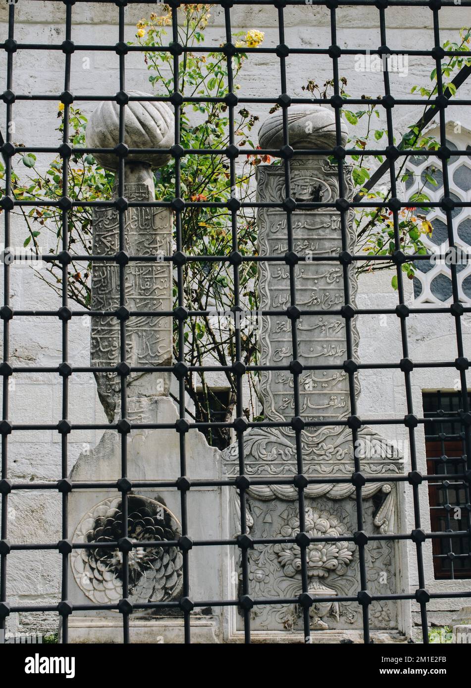 Ottoman style decorative art in marble tomb in cemetery Stock Photo - Alamy