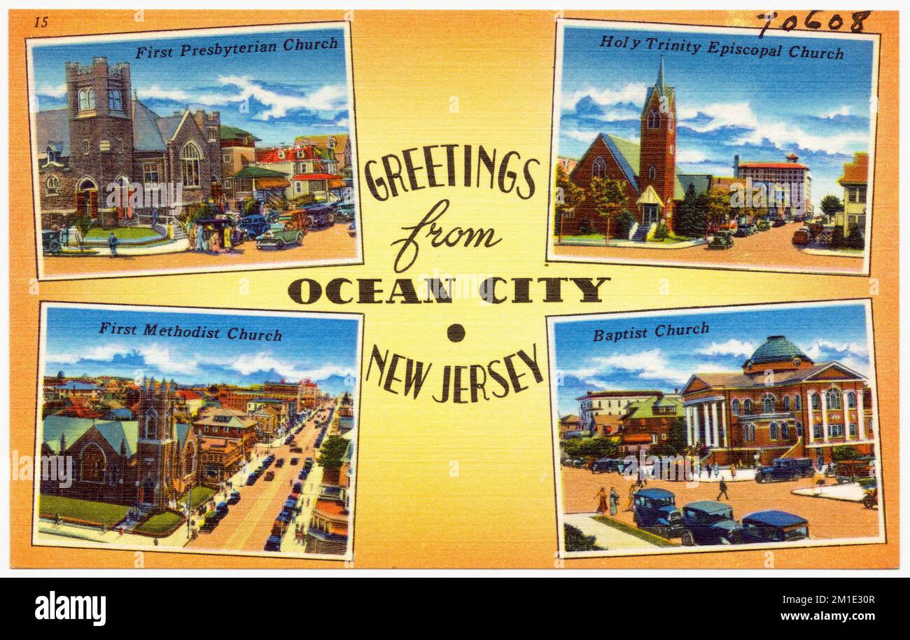Greetings from Ocean City, New Jersey -- First Presbyterian Church, Holy Trinity Episcopal ...