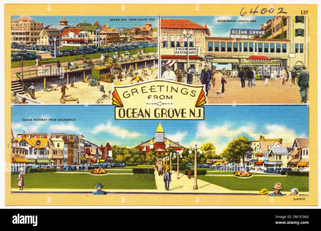 Greetings from Ocean Grove, N.J. -- Ocean Ave. from south end ...