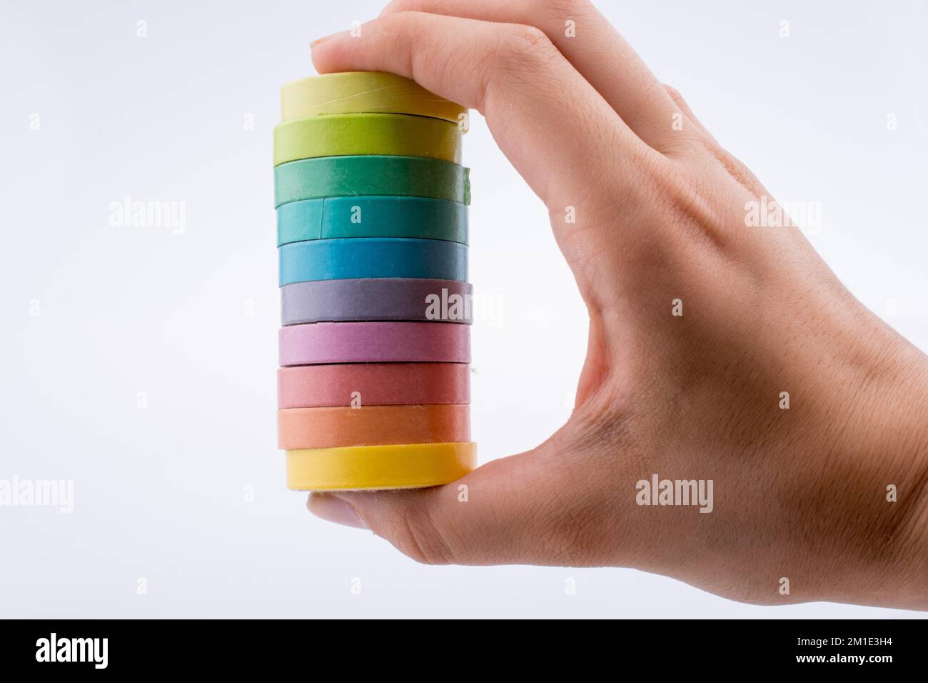 Colorful insulating adhesive tapes on white background Stock Photo - Alamy