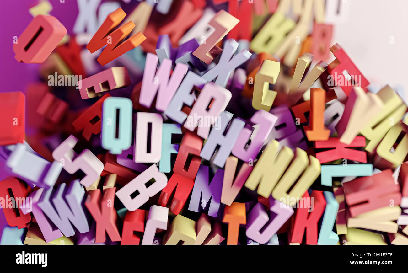falling letters isolated on white background 3d illustration Stock ...