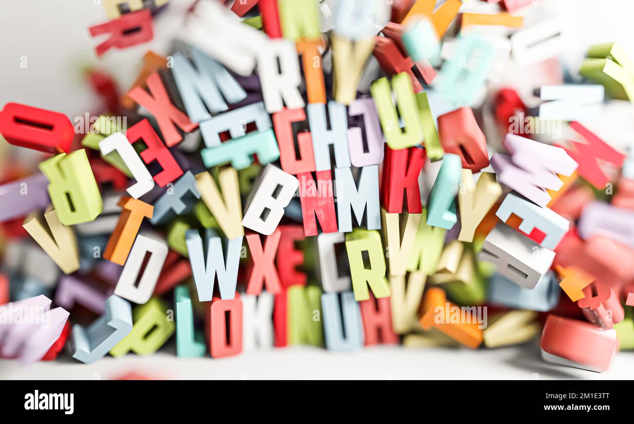 falling letters isolated on white background 3d illustration Stock ...