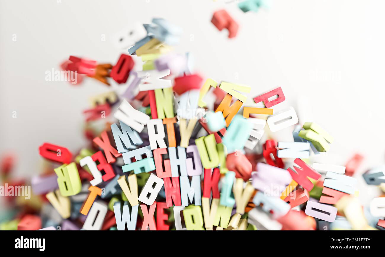 falling letters isolated on white background 3d illustration Stock ...