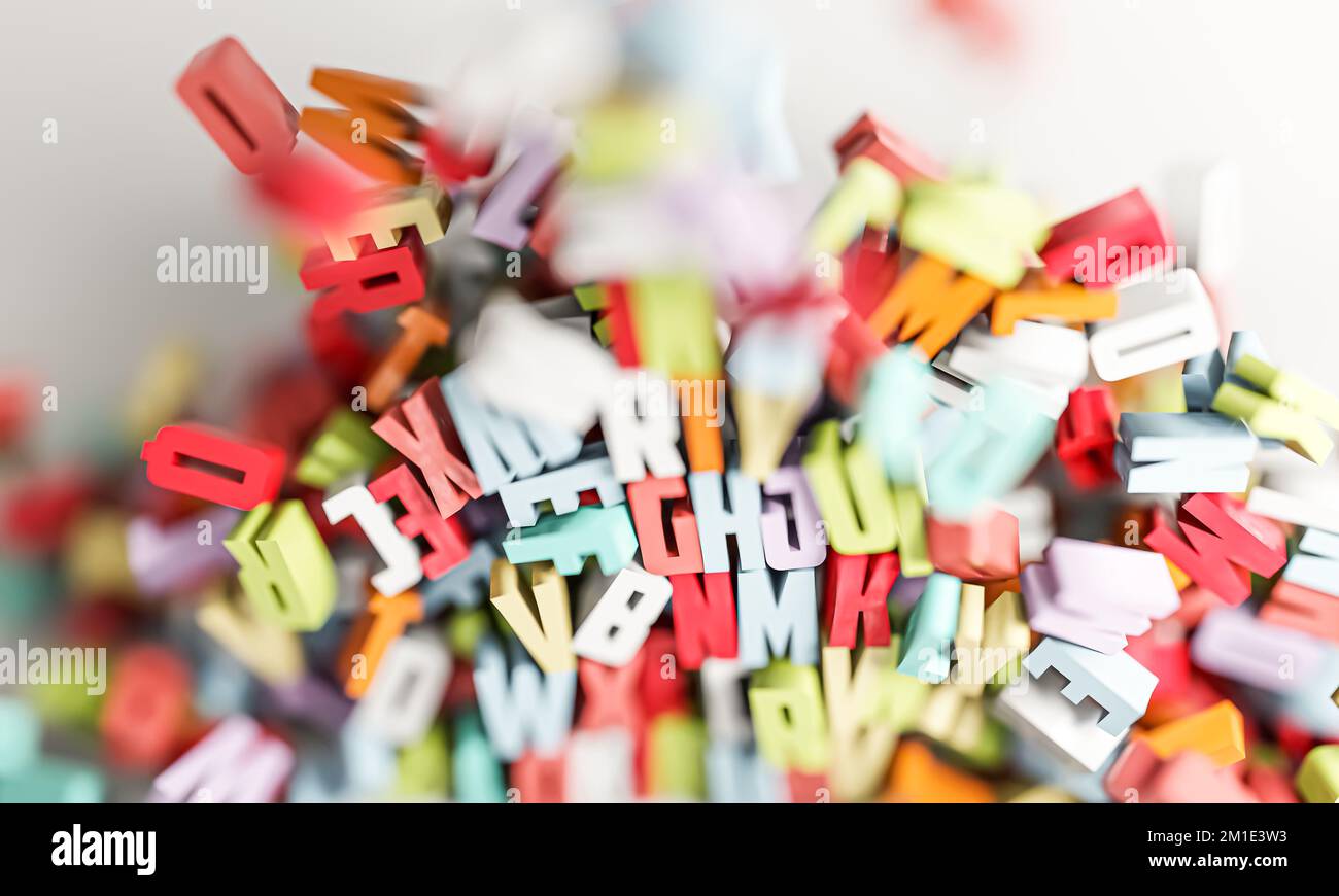 falling letters isolated on white background 3d illustration Stock ...