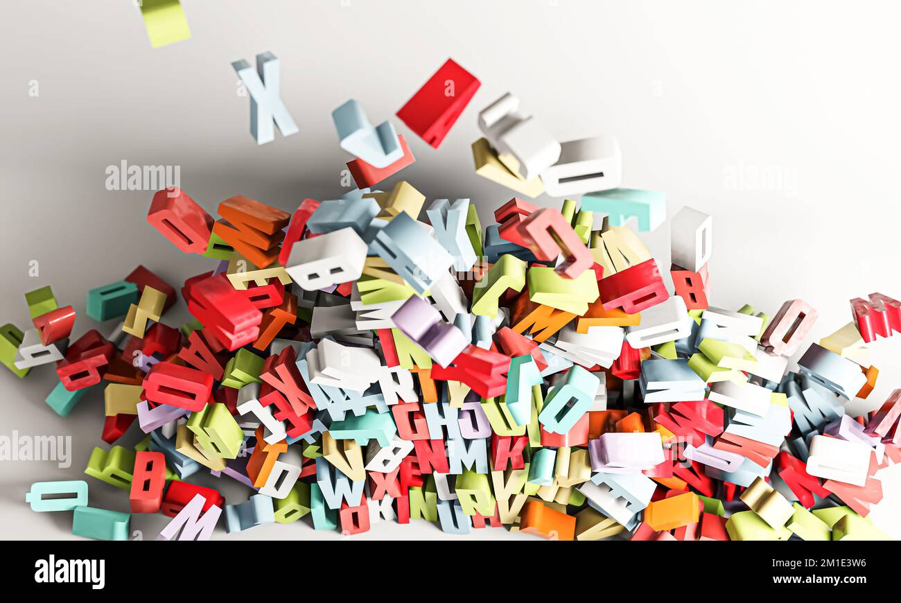 falling letters isolated on white background 3d illustration Stock ...