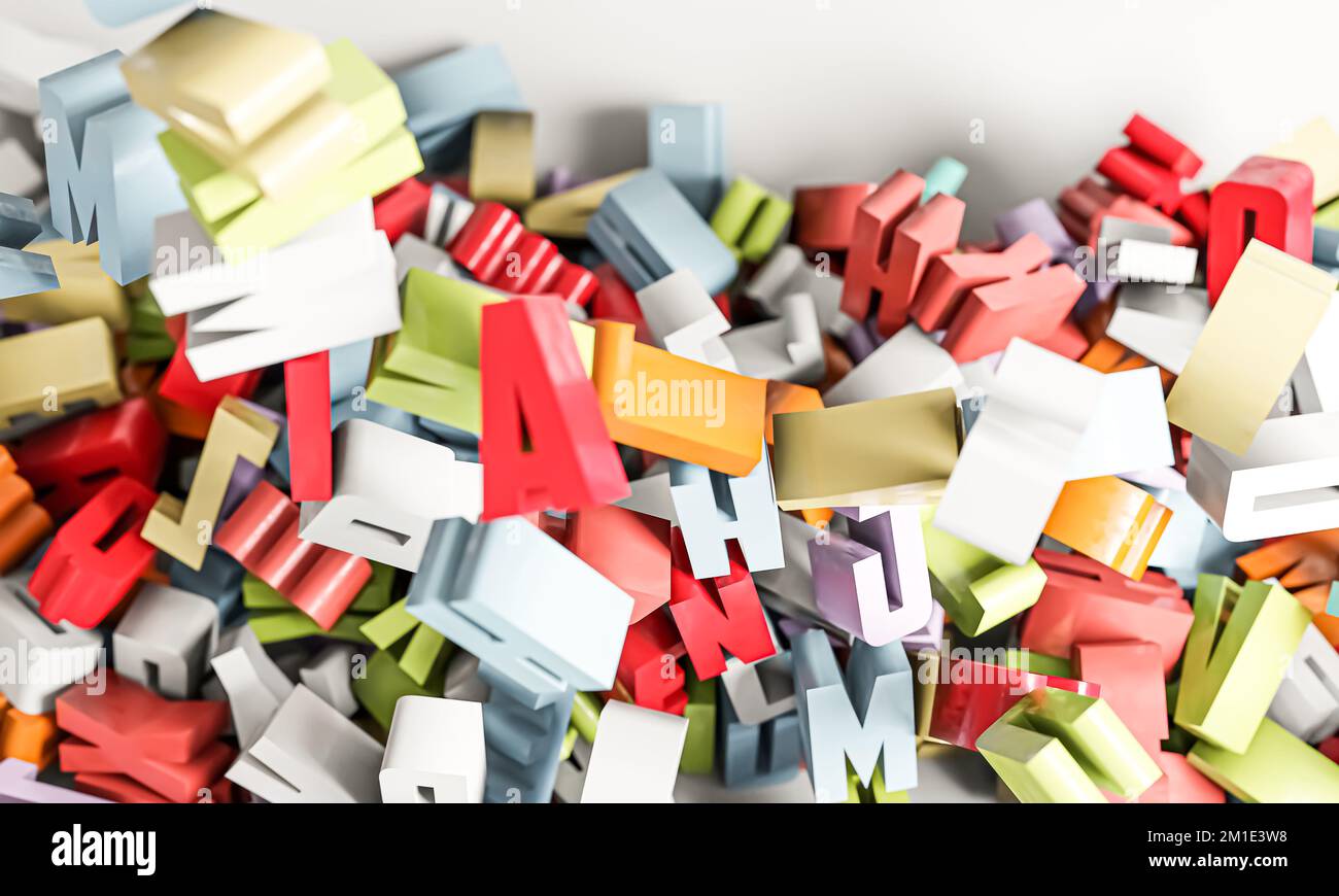 falling letters isolated on white background 3d illustration Stock ...