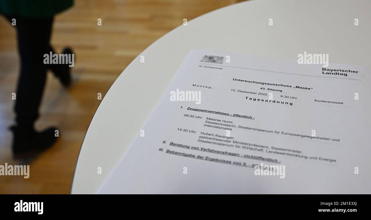 Munich, Germany. 12th Dec, 2022. The agenda for the Mask Investigation ...