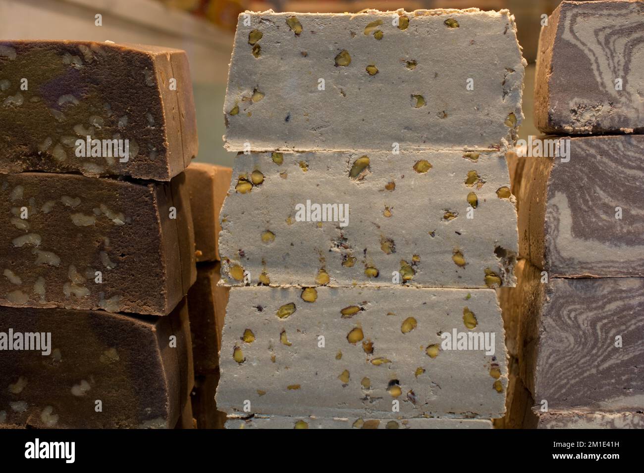 Traditional eastern Halvah a sweet confection made with tahini sesame ...