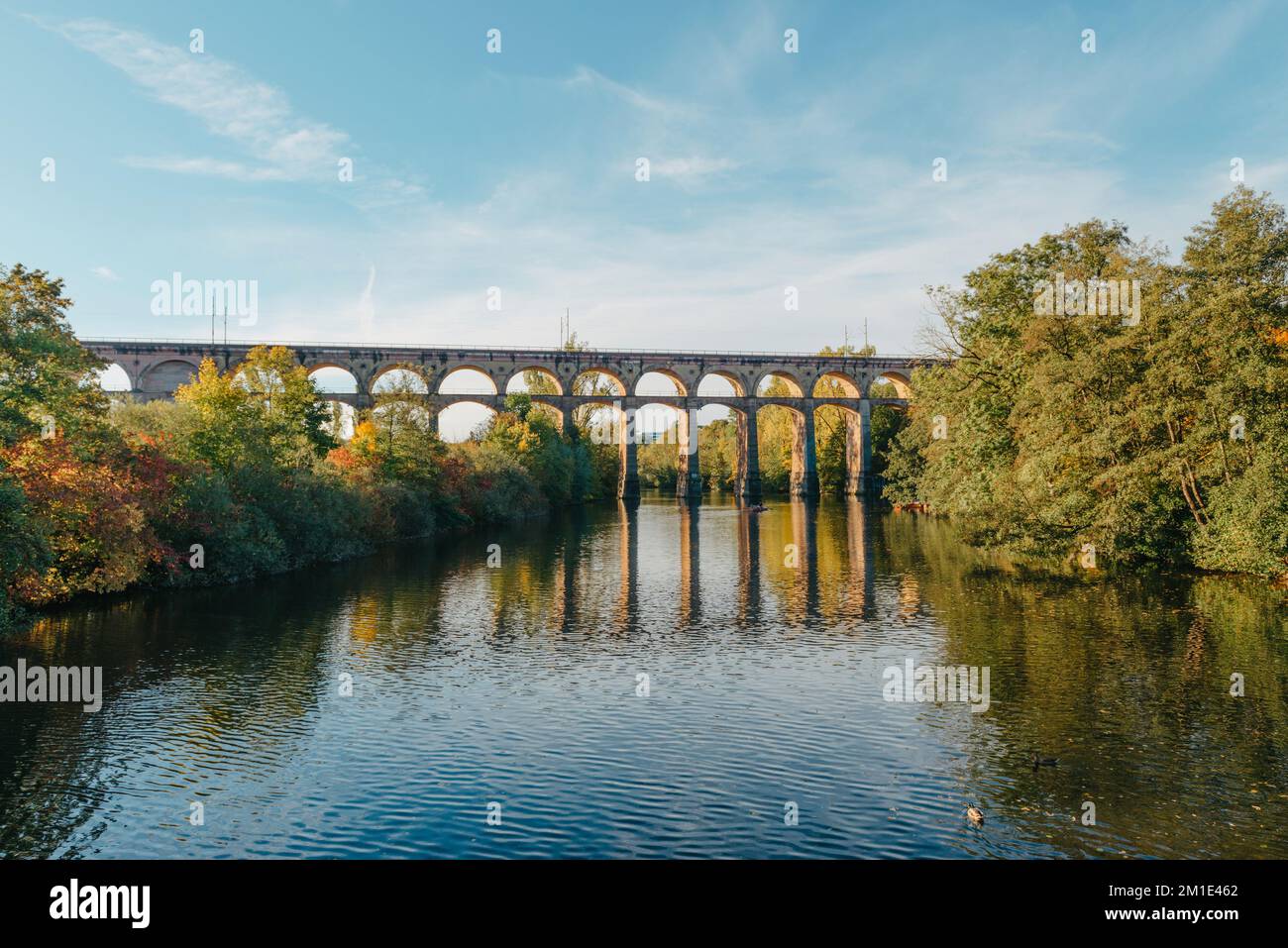 Railway bridge with river in bietigheim bissingen hi-res stock ...