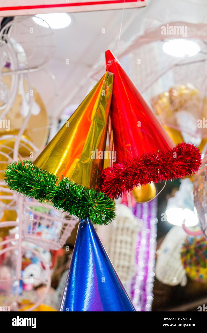 Set of party hats of variuos colors Stock Photo - Alamy