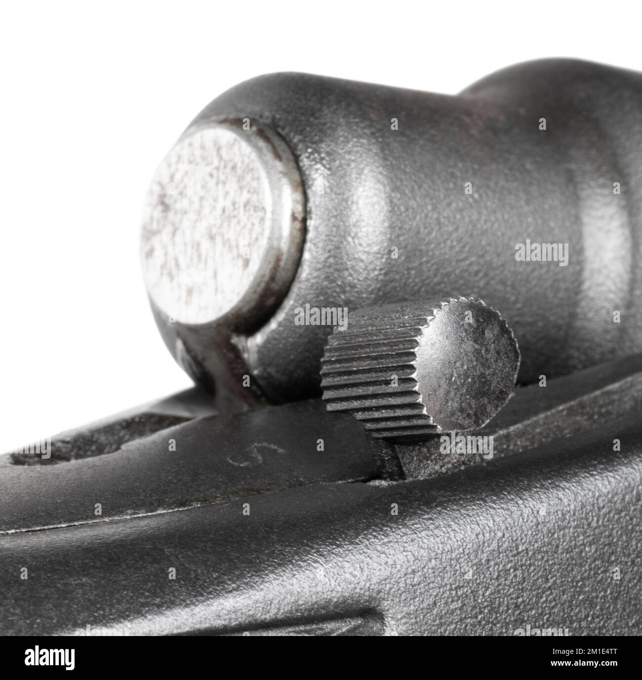 Safety on a bolt action rifle engaged on a white background Stock Photo ...