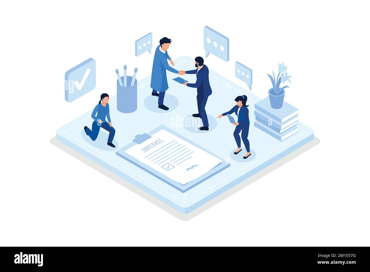 Two business people signing document Stock Vector Images - Alamy