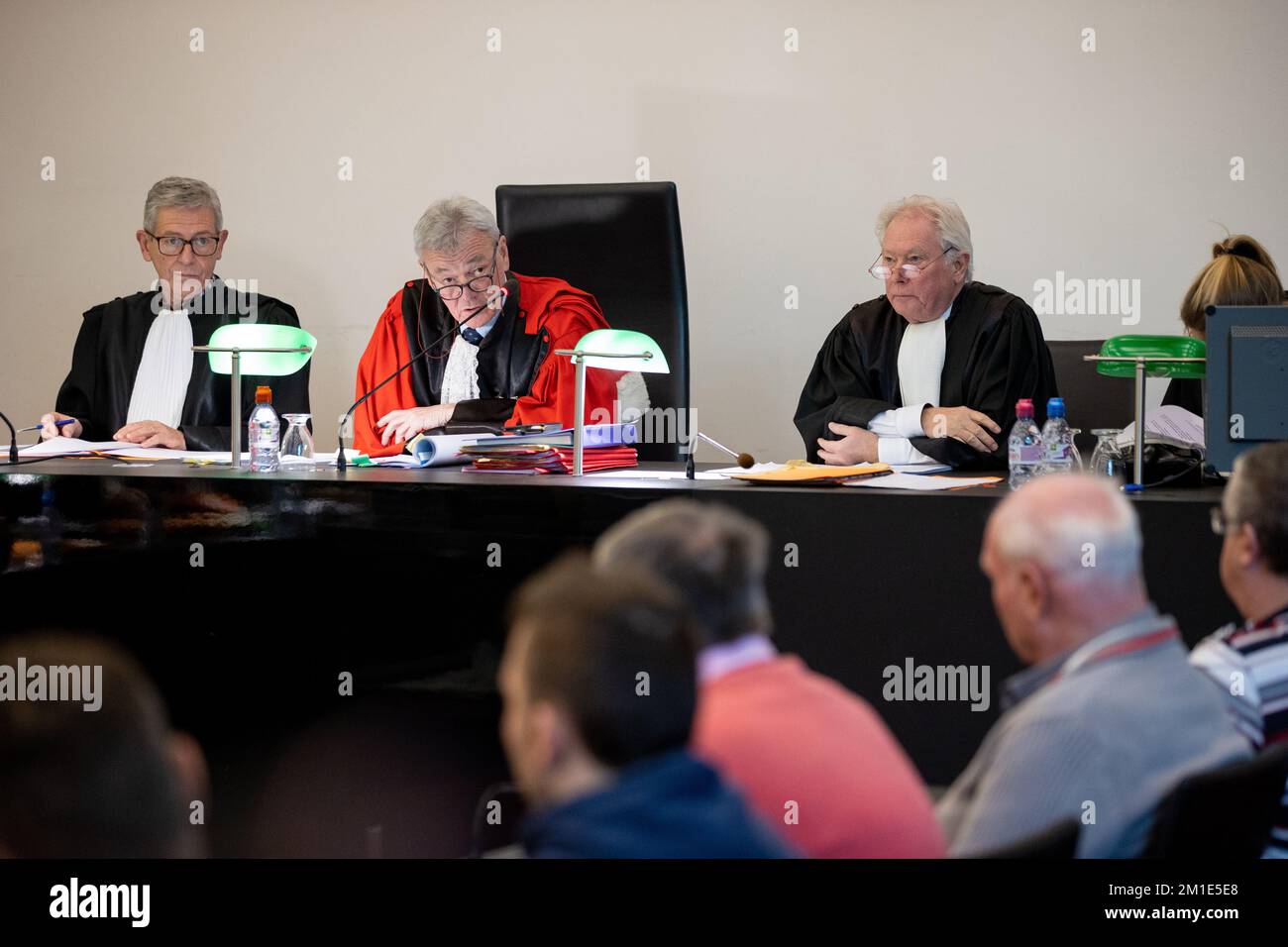 Chairman Antoon Boyen (C) and his assessors pictured during the first ...