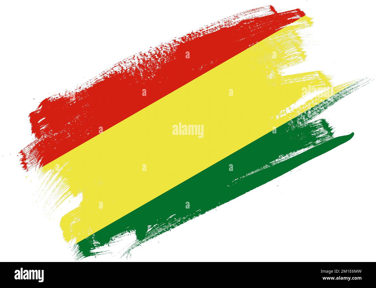 Abstract paint brush textured flag of bolivia on white background Stock ...