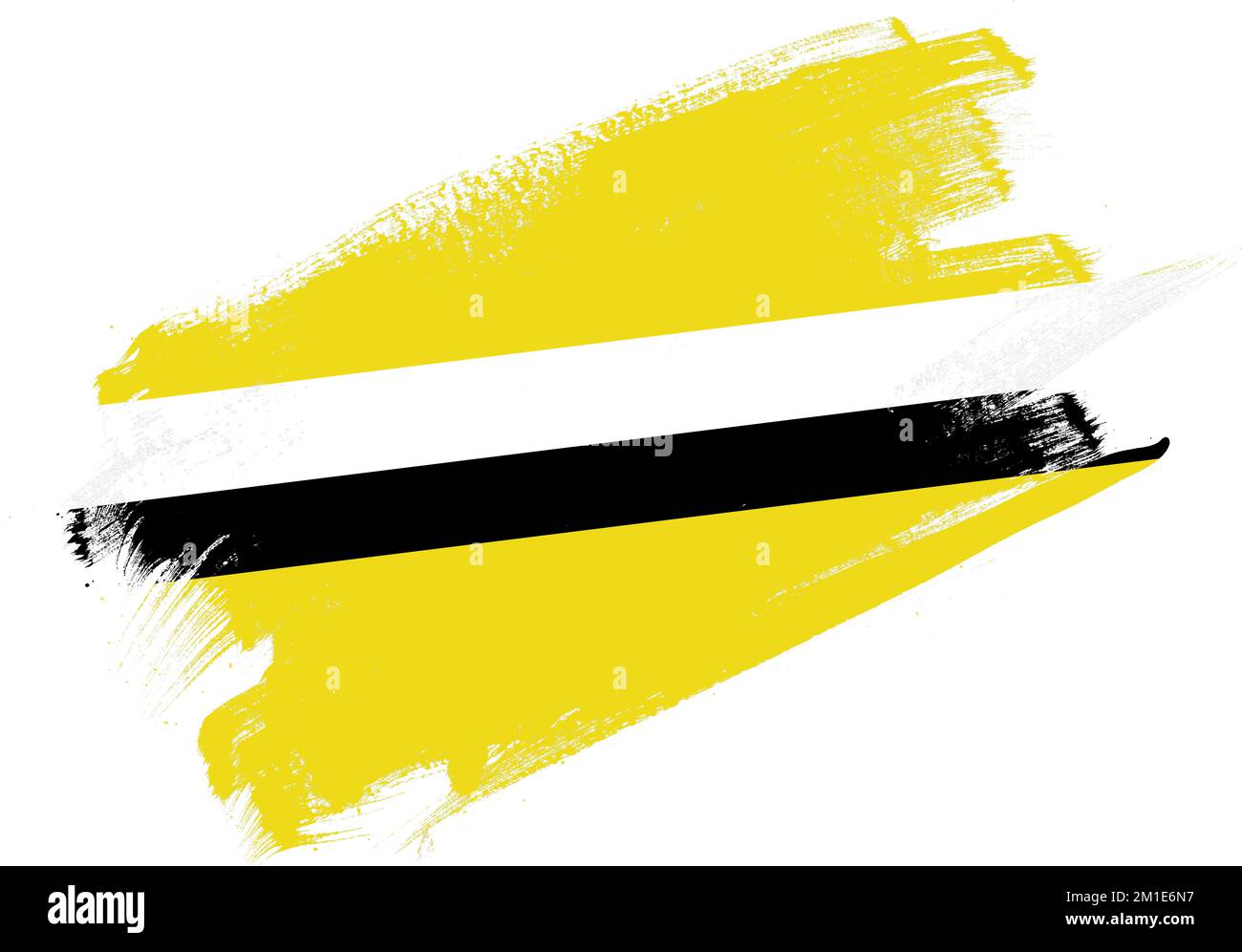 Abstract paint brush textured flag of brunei on white background Stock ...