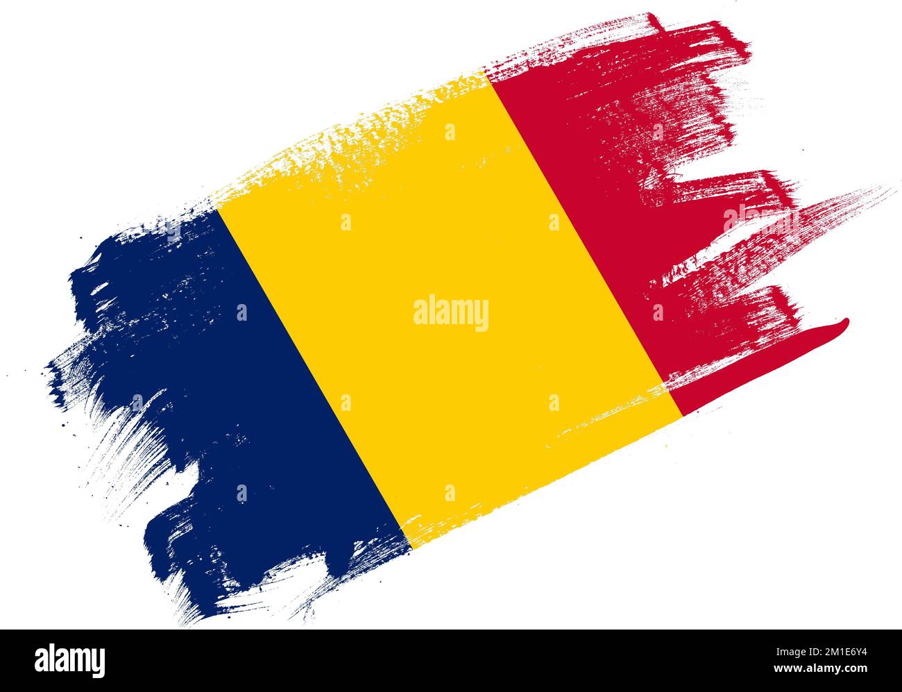Abstract paint brush textured flag of chad on white background Stock ...