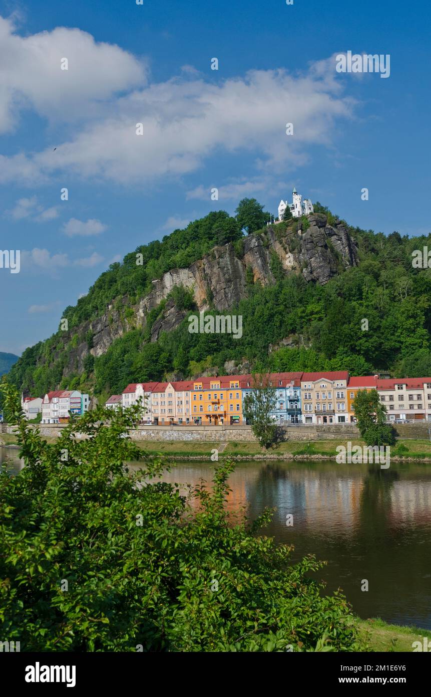 "Pastyrska stena", a little castle on the rocks above Decin, seen from ...