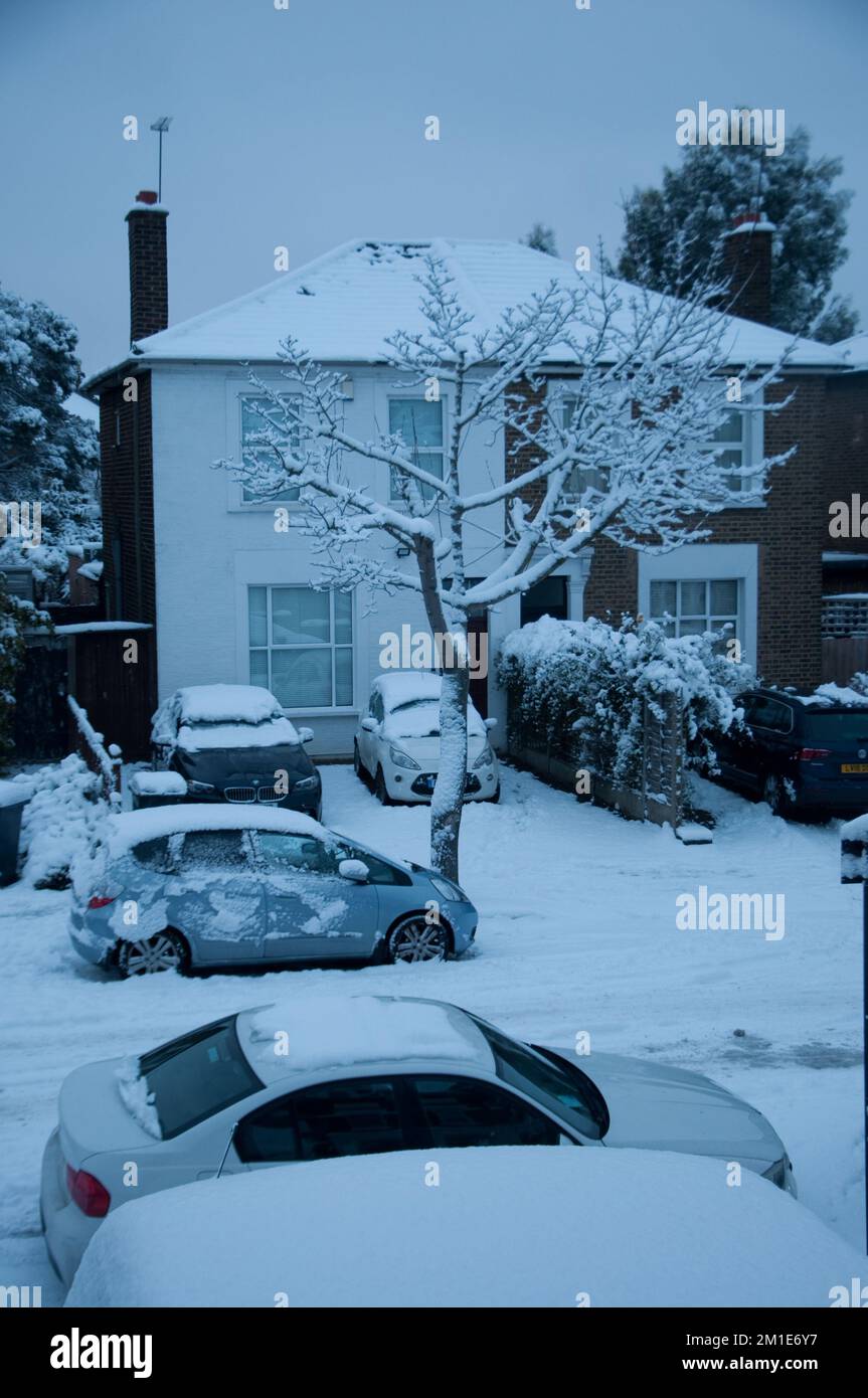 Snow in London - Everything covered in snow, street scene, London, UK ...