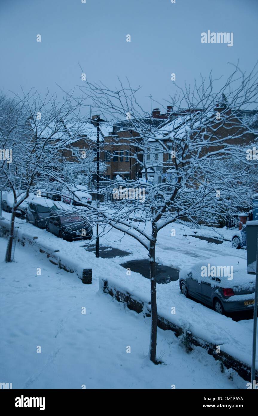 Snow in London - Everything covered in snow, street scene, London, UK ...