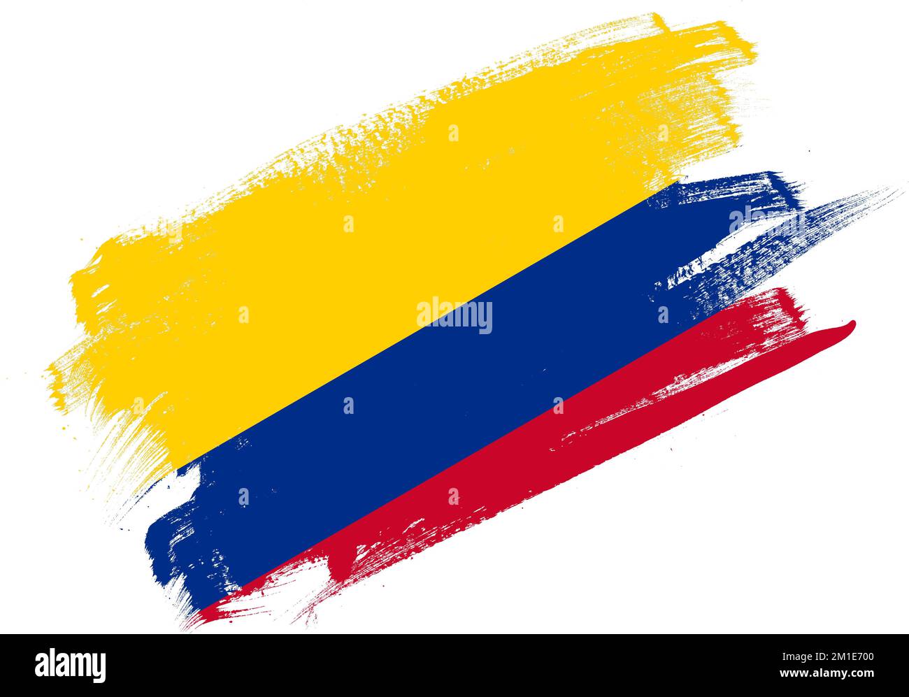 Abstract paint brush textured flag of colombia on white background ...