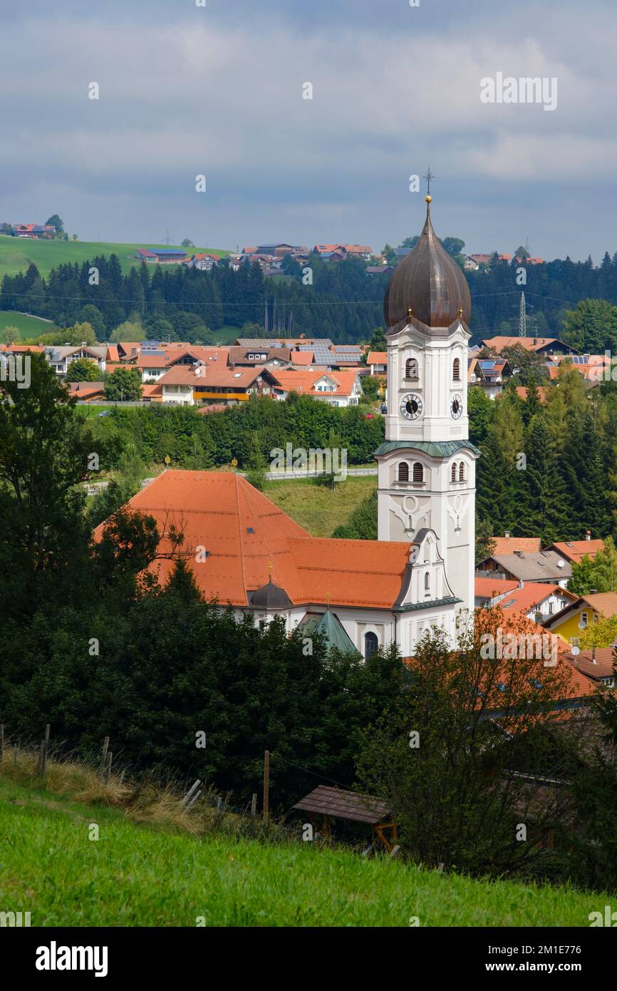 View of the village with the Catholic Parish Church of St. Andrew ...
