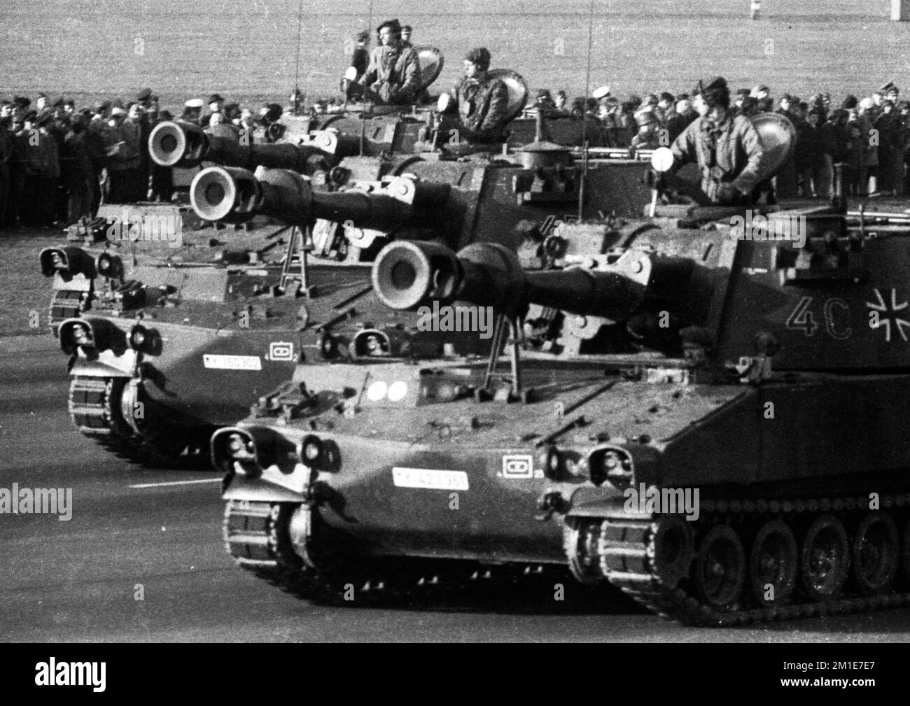 The field parade, a weapons display by all units of the Bundeswehr and ...