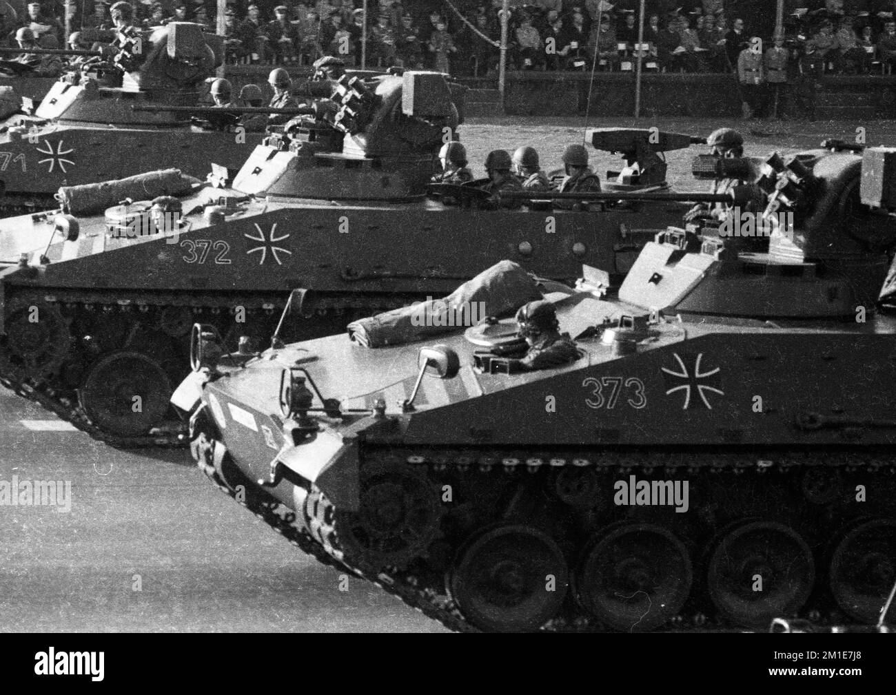 The field parade, a weapons display by all units of the Bundeswehr and ...
