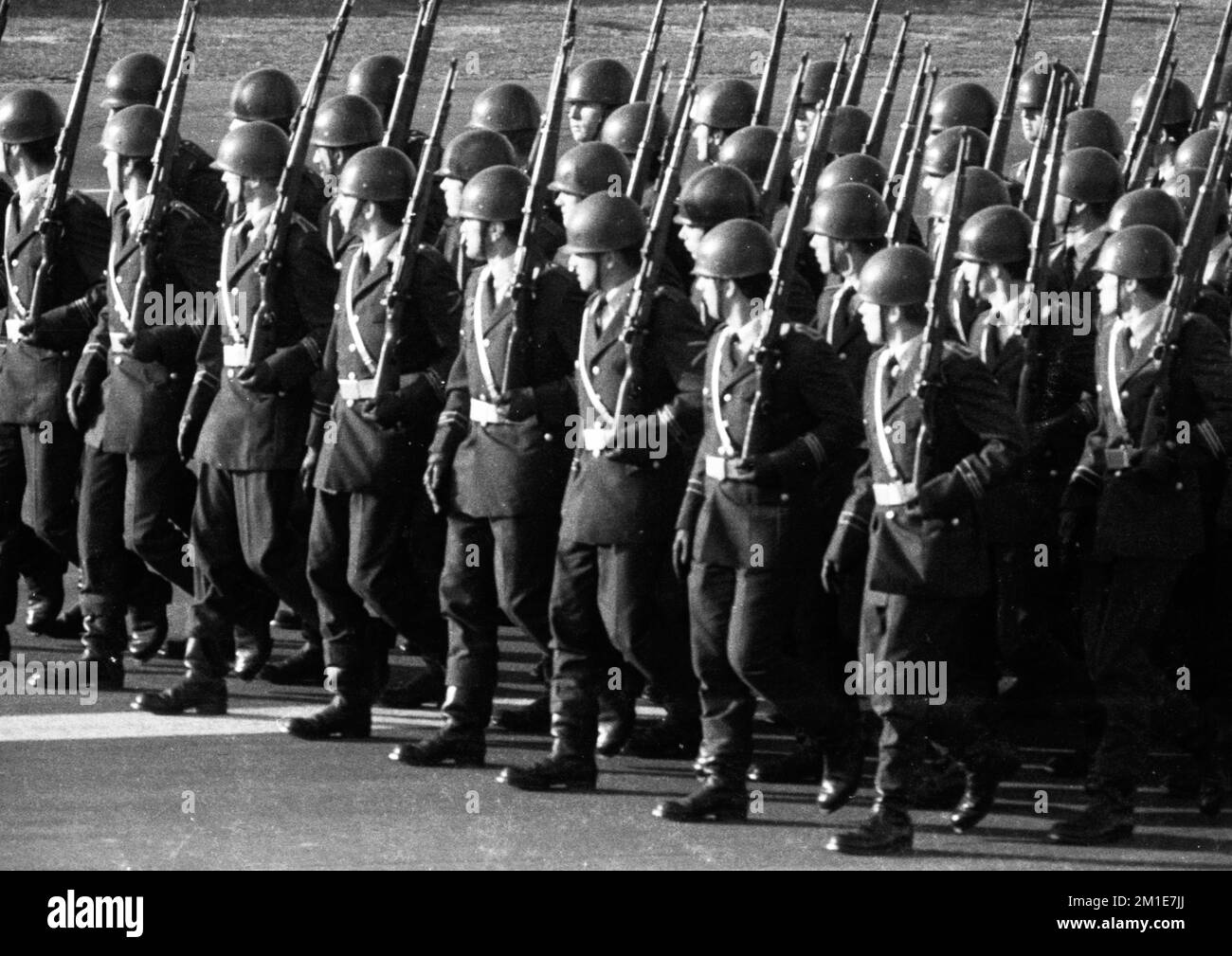 The field parade, a weapons display by all units of the Bundeswehr and ...