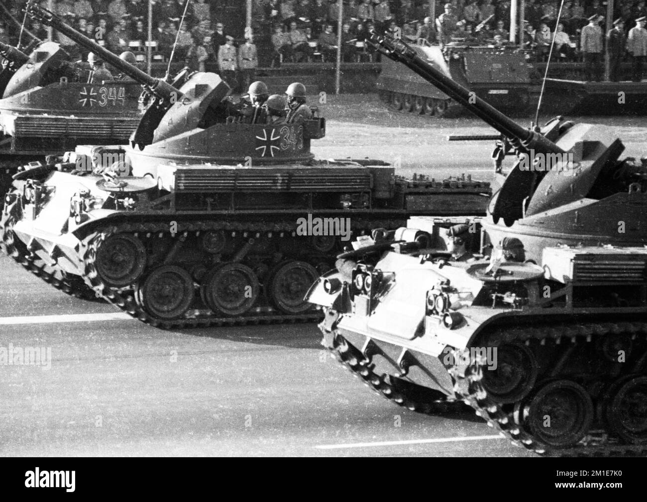 The field parade, a weapons display by all units of the Bundeswehr and ...