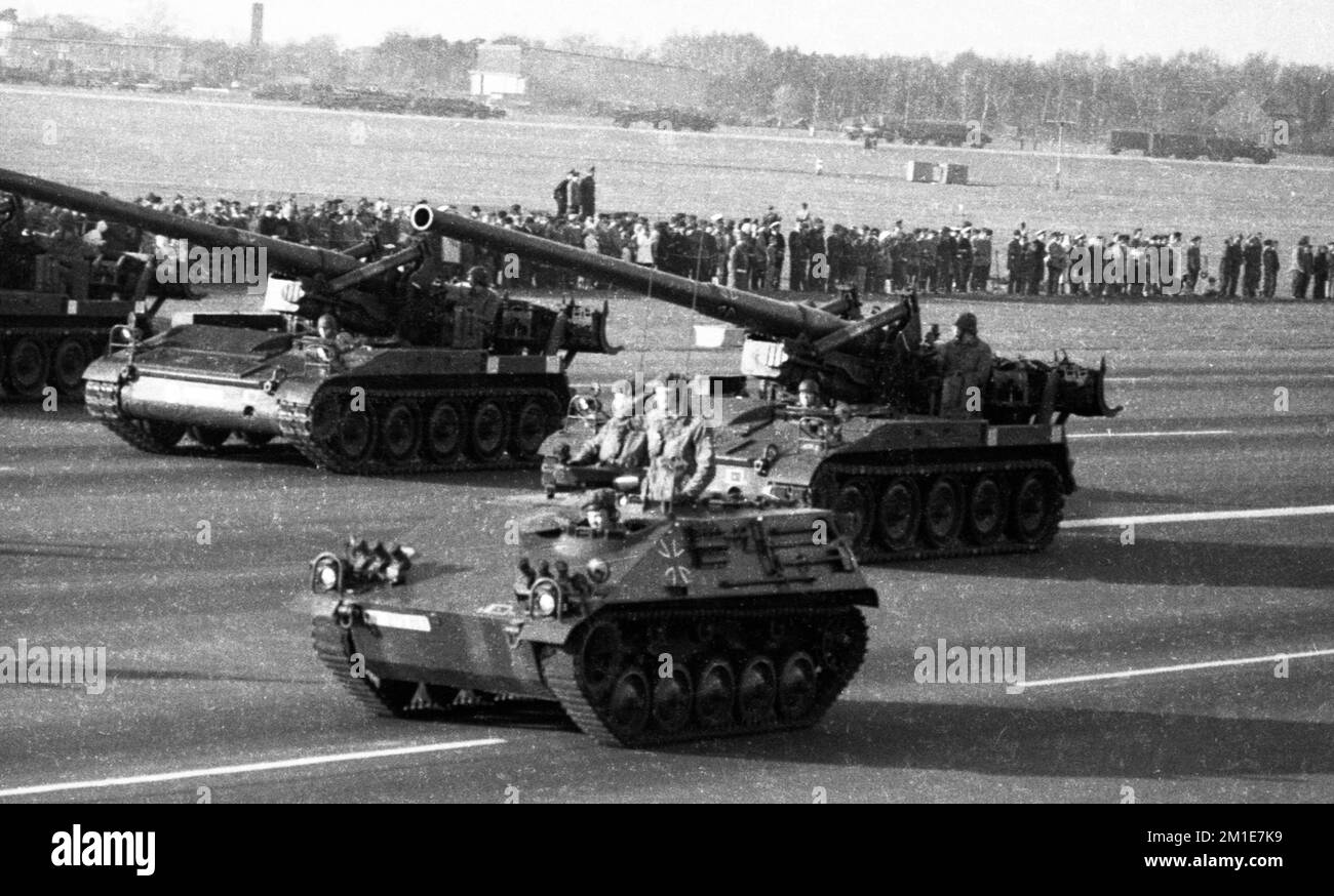 The field parade, a weapons display by all units of the Bundeswehr and ...