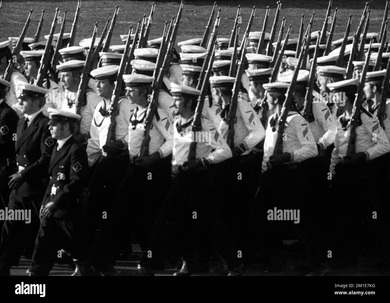 The field parade, a weapons display by all units of the Bundeswehr and ...