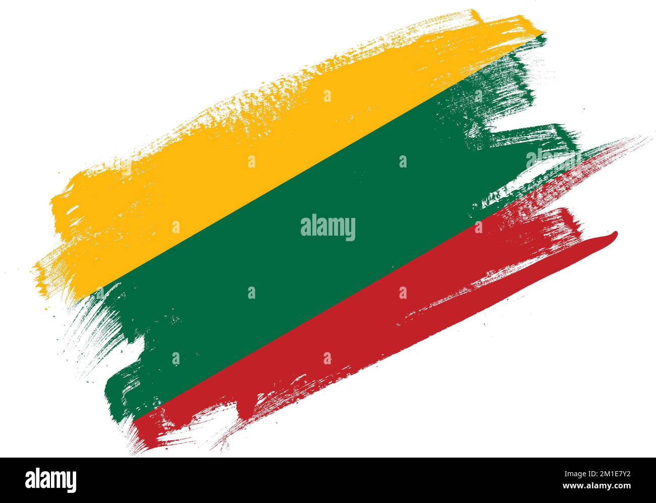 Abstract paint brush textured flag of lithuania on white background ...