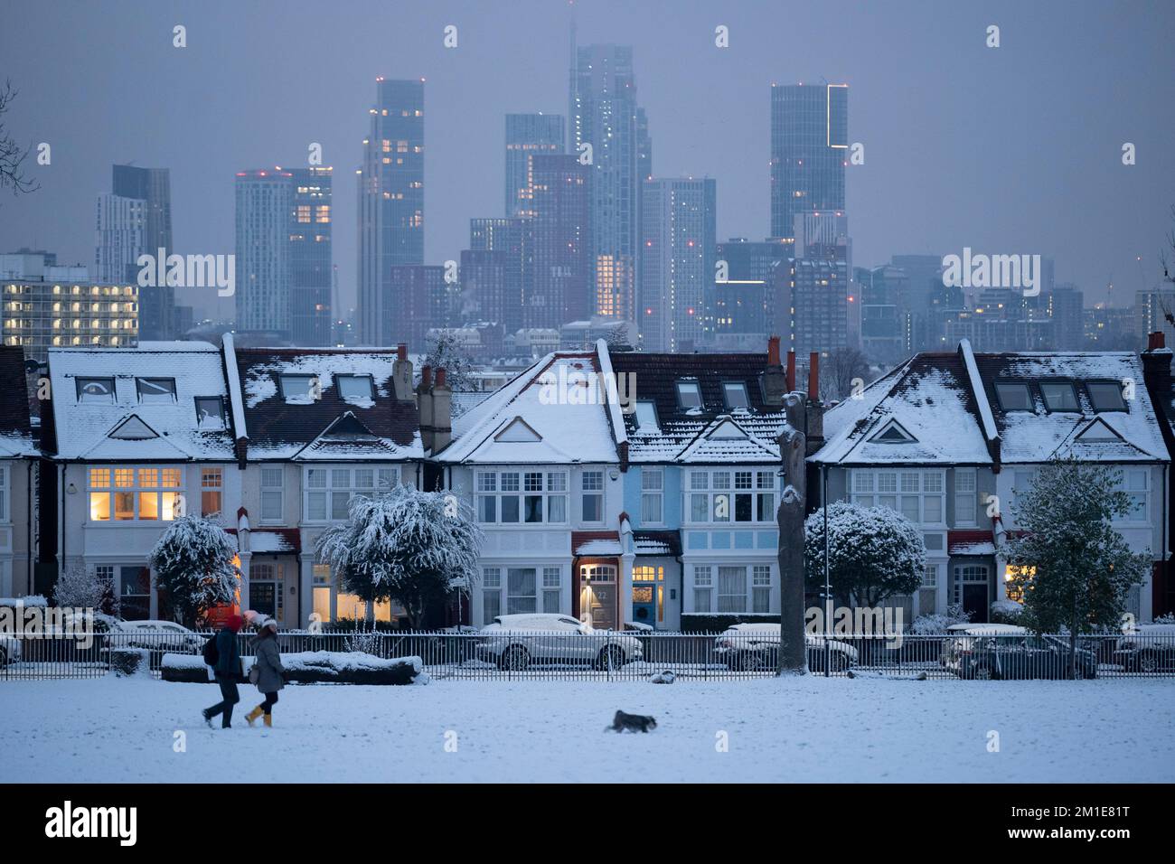 Residential properties after low temperatures and overnight snowfall on ...